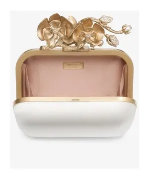 JIMMY CHOO Cloud Clutch With Floral Embellishment