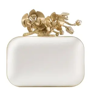 JIMMY CHOO Cloud Clutch With Floral Embellishment - Ivory