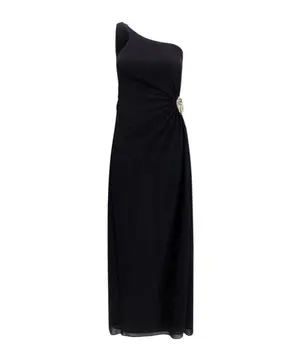 Oseree Asymmetrical Dress - Black