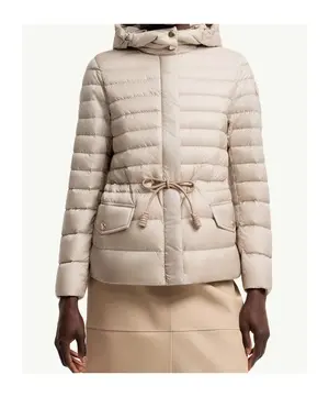 Moncler Raies Hooded Short Padded Jacket - Light Beige