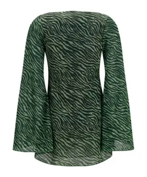 Oseree Zebra Print Deep V-neck Mini Dress