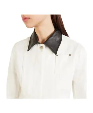 WALES BONNER Leather-trimmed Organic Denim Jacket