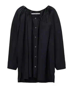 Alexander Wang Bungee Scoop Neck Mini Shirt Dress - Black