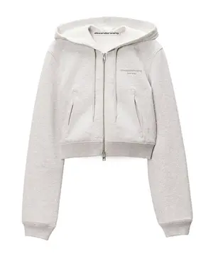 Alexander Wang Embellished Zip-up Cropped Hoodie