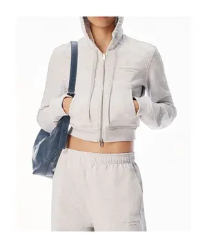 Alexander Wang Embellished Zip-up Cropped Hoodie