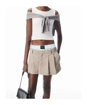 Alexander Wang Pleated Mini Skorts - Stone