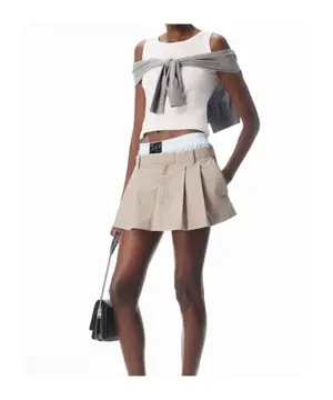 Alexander Wang Pleated Mini Skorts - Stone