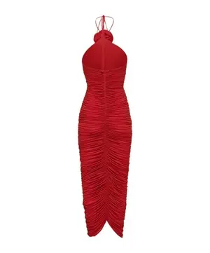 Magda Butrym Ruched Halterneck Flower Dress