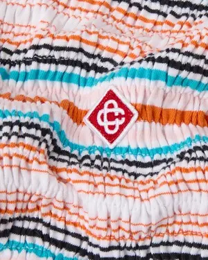 Casablanca Shirred Stripe Polo Top
