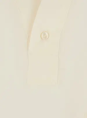 Victoria Beckham Silk Blouse With V-neck And Long Sleeves - White