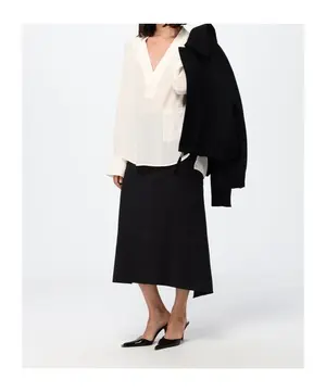 Victoria Beckham Silk Blouse With V-neck And Long Sleeves - White