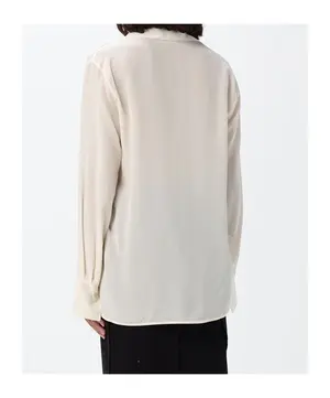 Victoria Beckham Silk Blouse With V-neck And Long Sleeves - White