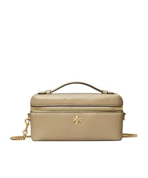 Tory Burch Charlie Quilted East-west Vanity Case - Soft Cement