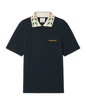 Casablanca Laurel Pique Short Sleeve Polo Shirt - Navy