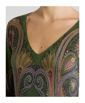 Etro Paisley Printed V-neck Jumper