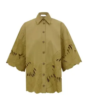 Zimmermann Mahon Embroidered Shirt - Moss