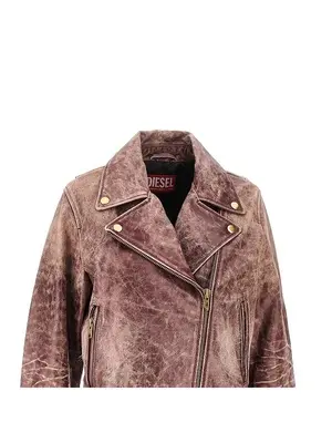 DIESEL® Lunatic Biker Leather Jacket - Brown