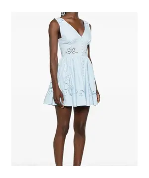 SELF-PORTRAIT Broderie Anglaise V-neck Mini Dress