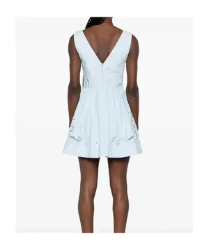 SELF-PORTRAIT Broderie Anglaise V-neck Mini Dress