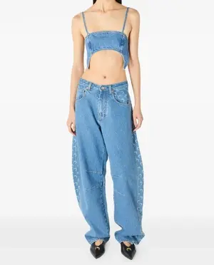 MARINE SERRE Cut Out Denim Halterneck Top