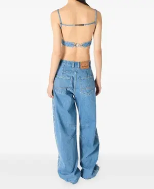 MARINE SERRE Cut Out Denim Halterneck Top