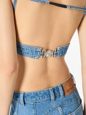 MARINE SERRE Cut Out Denim Halterneck Top