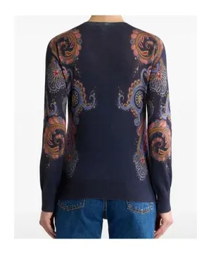 Etro Silk And Cashmere Cardigan With Placed Paisley Print