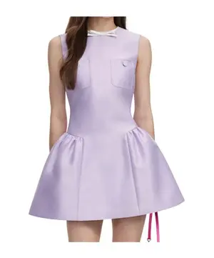 SELF-PORTRAIT Lilac Taffeta Mini Dress - Lavender