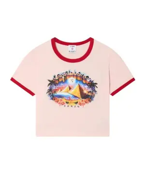 Casablanca Pyramid Tourism Cropped T-shirt - Pink