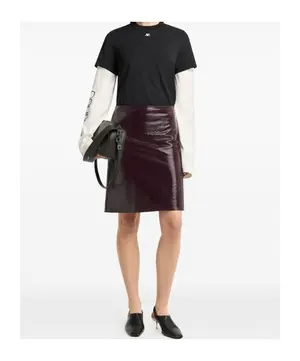 COURREGES Vinyl Logo-patch A-line Skirt