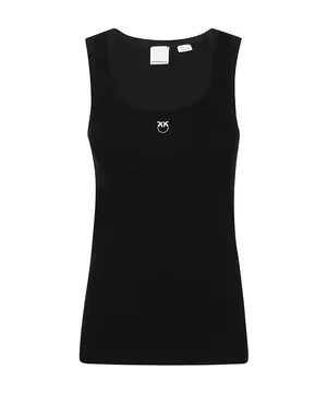 Pinko Ribbed Tank Top With Logo Print