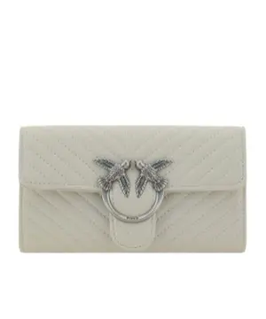 Pinko Logo-plaque Chain-linked Quilted Shoulder Bag - Gray