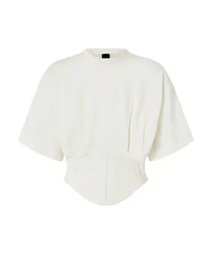 Pinko Short-sleeve T-shirt With Fitted Waist And Pleated Details