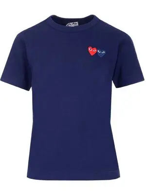 Play Comme Des Garcon Comme Des Garçons Play Double Heart Crewneck T-shirt - Blue