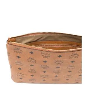 Mcm Logo Patterned Zipped Clutch Bag