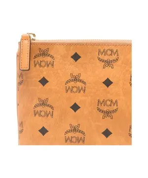 Mcm Logo Patterned Zipped Clutch Bag