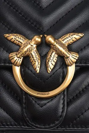 Pinko Love One Smartphone Bag With Quilted Herringbone Pattern And Diamond Cut Buckle