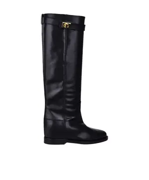 VIA ROMA 15 Knee-length Leather Boots - Black