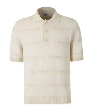 LARDINI Short Sleeve Knit Polo Shirt - White