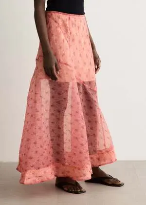 GANNI Shibori Organza Floral Skirt