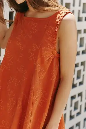 CELANDINE Sunna Open-back Cotton Dress - Copper