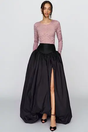 HUTCH Bubble-hem Maxi Skirt - Black