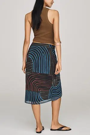 HUTCH Curved Brushstroke Midi Skirt