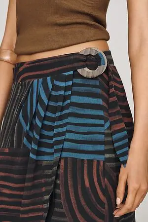 HUTCH Curved Brushstroke Midi Skirt