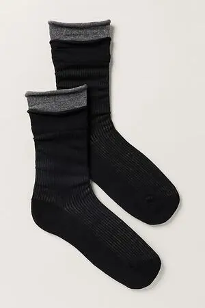 Anthropologie Double Cuff Trouser Socks - Dark Grey