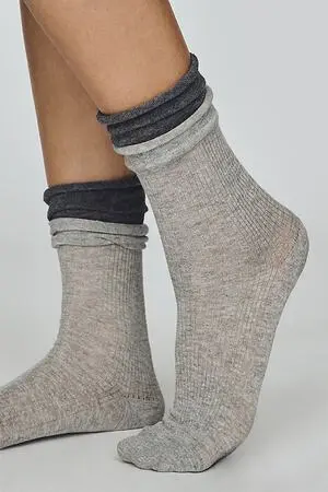 Anthropologie Double Cuff Trouser Socks - Grey