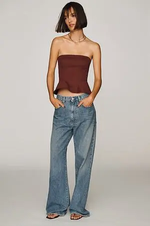 Maeve Peplum Tube Top - Cocoa Plum