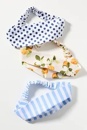 Anthropologie Soft Stretch Headbands, Set Of 3 - Blue Pattern