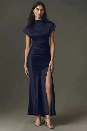 MARE MARE Cade Satin Maxi Dress - Navy