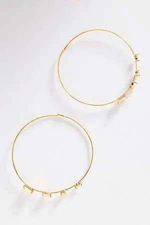 Anthropologie Crystal Hoop Earrgs - Gold